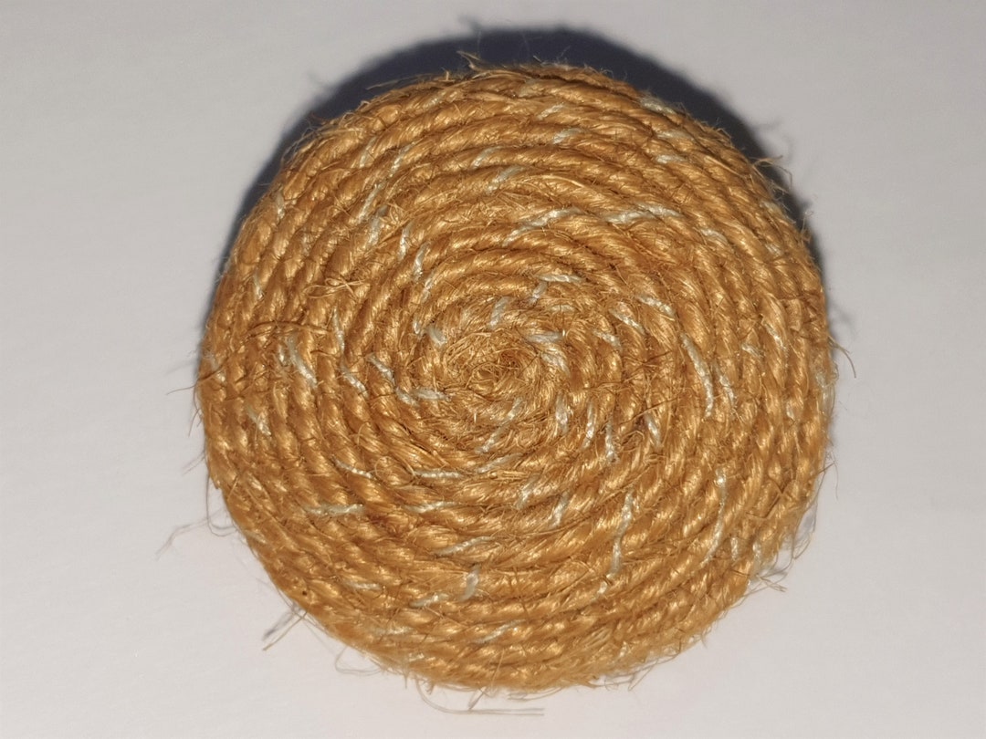 Hessian Rope Button on White Plastic Base With Loop Shank. Plastic ...