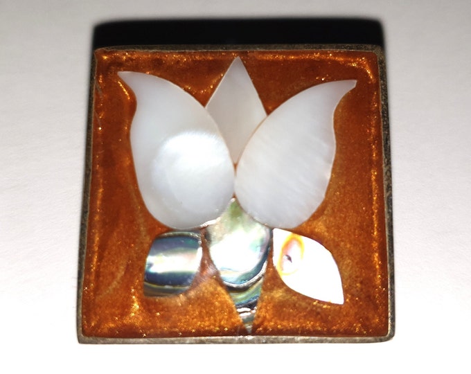 Rare Petra Dura Water Lily Flower Button. Made in Mexico. White Metal ...