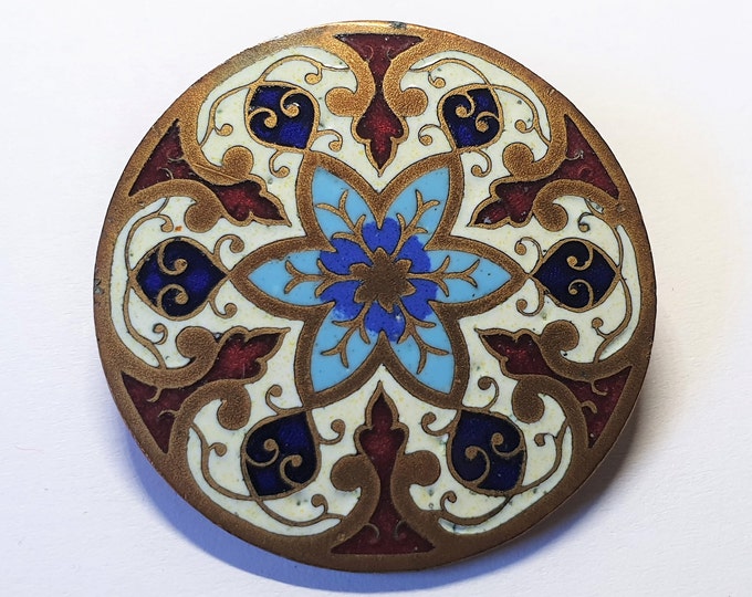 1 Very Large Antique Cloisonné Enamel Button. Middle Eastern Intricate ...