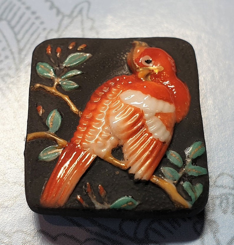 1 Japanese Rare Arita /tokishane Hand Painted Porcelain Button of a ...