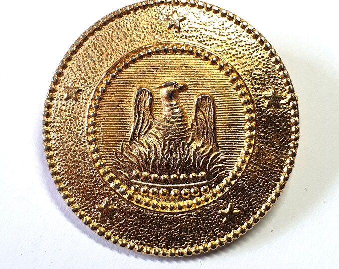 20th Century Brass Button Featuring a Phoenix Rising From the Flames ...