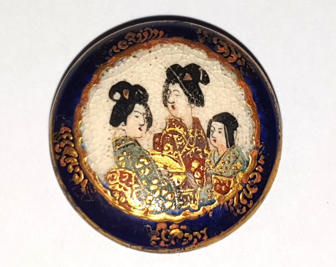 1880s Japanese Satsuma Ceramic Button Decorated in 22 Carat Gold. 3 ...