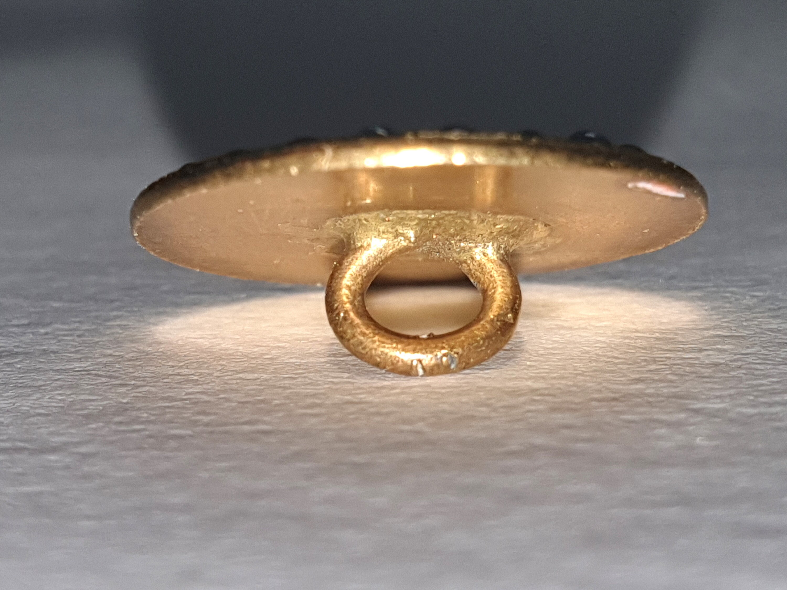 Antique Hexagonal French Enamel Button. Black Enamel Background With ...