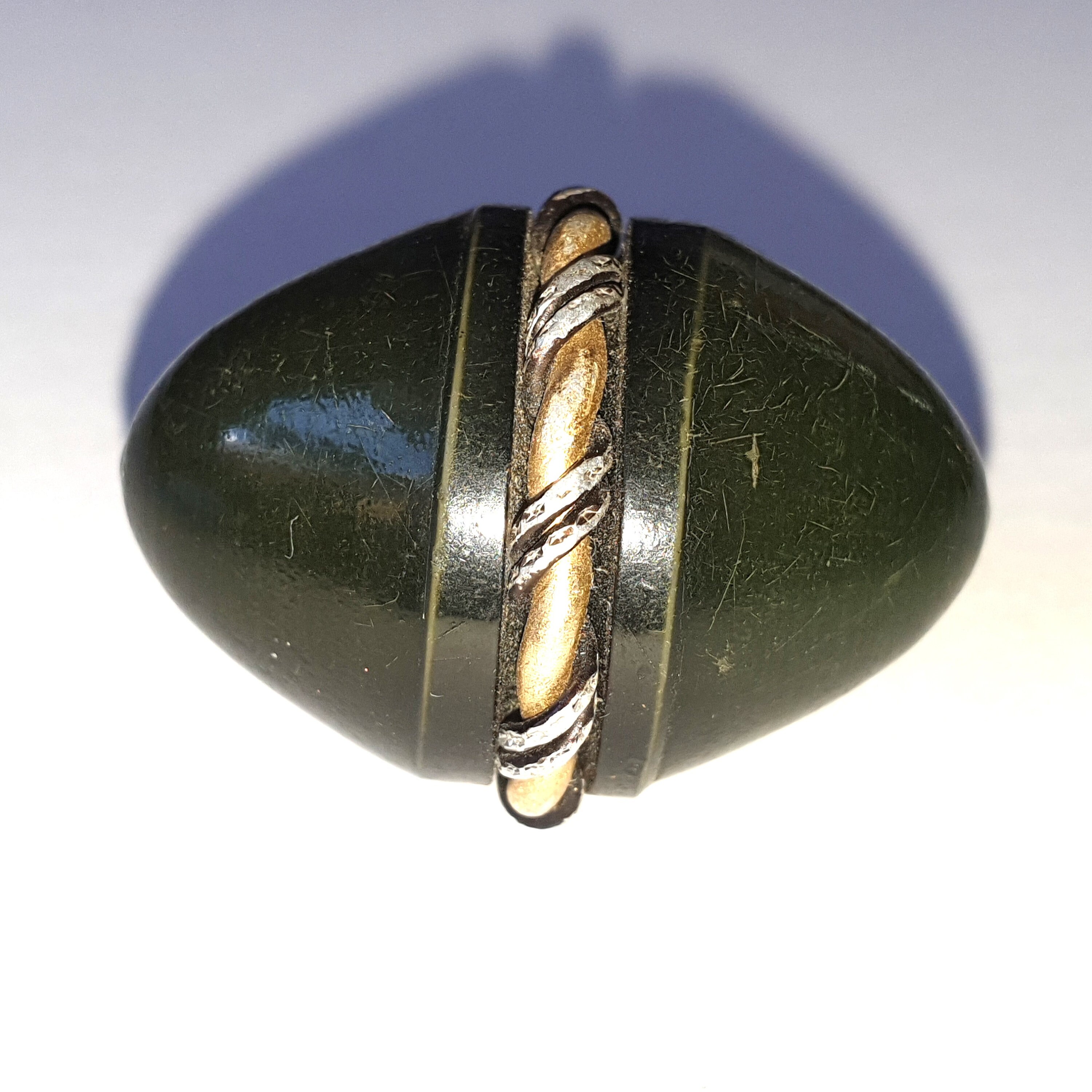 1920s Rare Green Bakelite Button. Chunky. Rugby Ball Shaped. Central ...