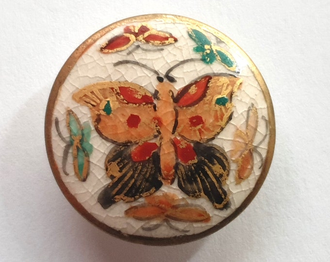 1 1880s Japanese Satsuma Ceramic Button Decorated in 22 Carat Gold ...