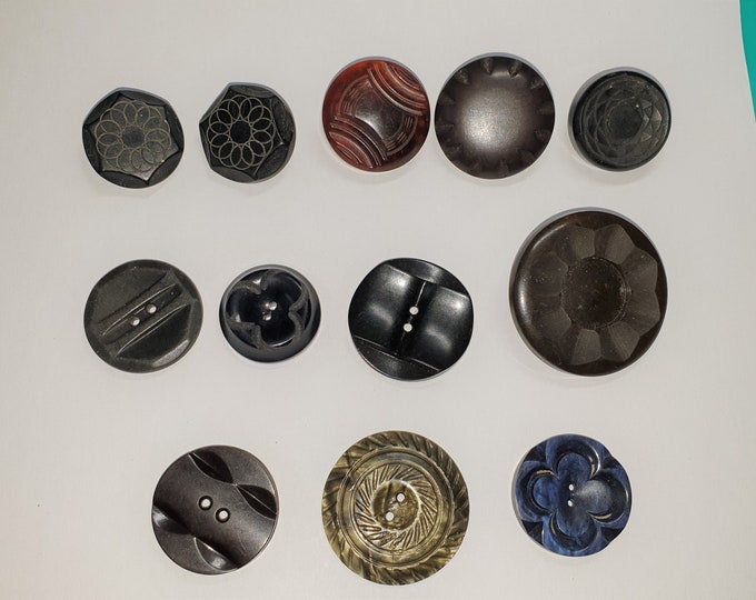 12 Art Deco Celluloid Buttons. Different Colours, Sizes and Designs. 6 ...