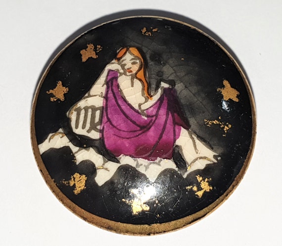 1 Rare Japanese Satsuma Ceramic Button. Black Background Gold - Etsy