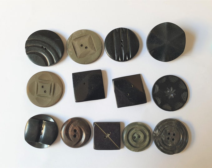 13 Art Deco Buttons. Different Colours. Sizes From 1 1/16" to 1 7/16 ...