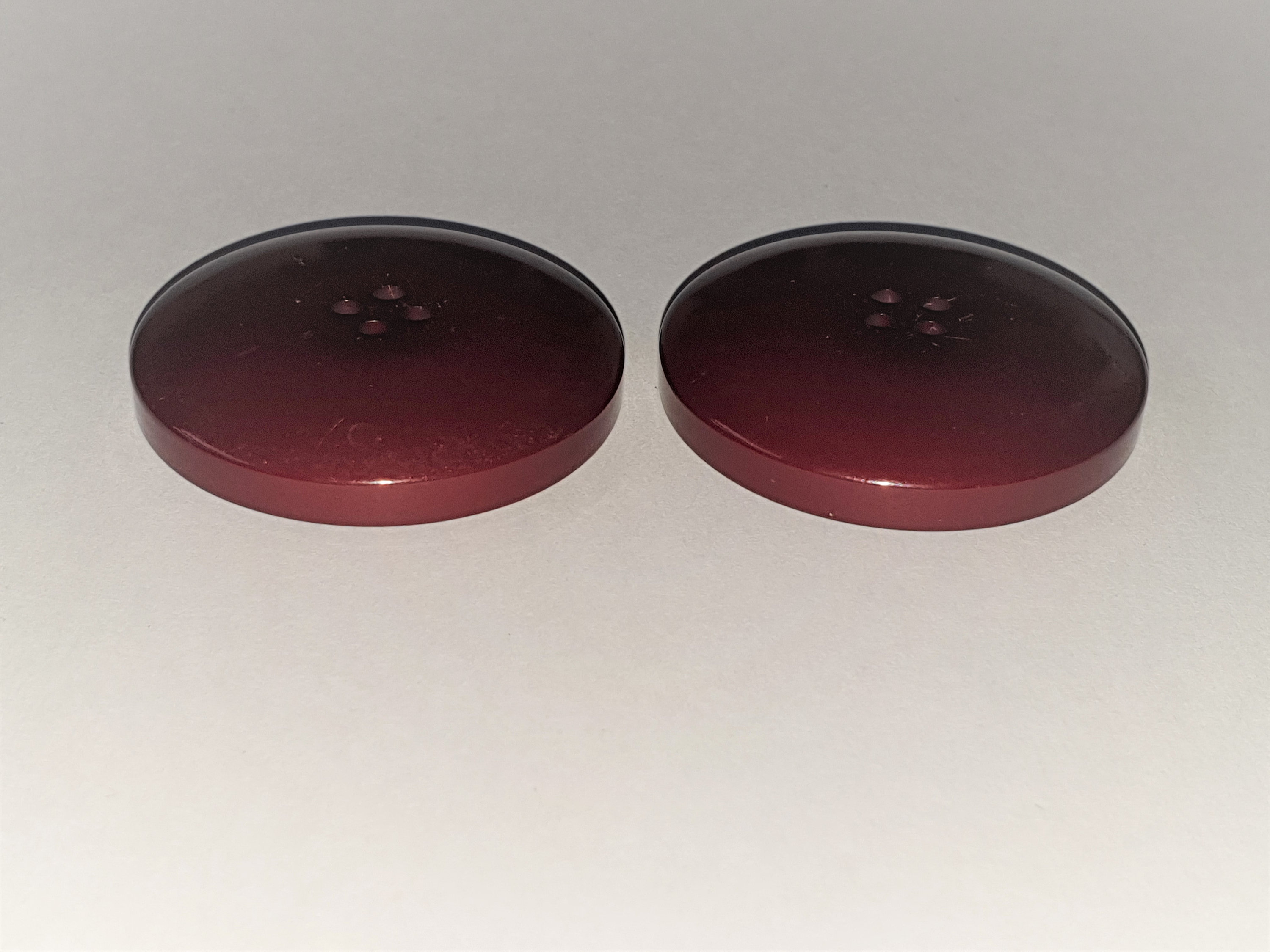 2 Large Red Celluloid 1950s Coat Buttons With Incurved Centre. 4 Sewing ...