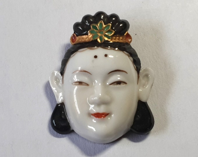 Rare High Quality Signed Japanese Arita Porcelain Button. Goddess. 22 ...