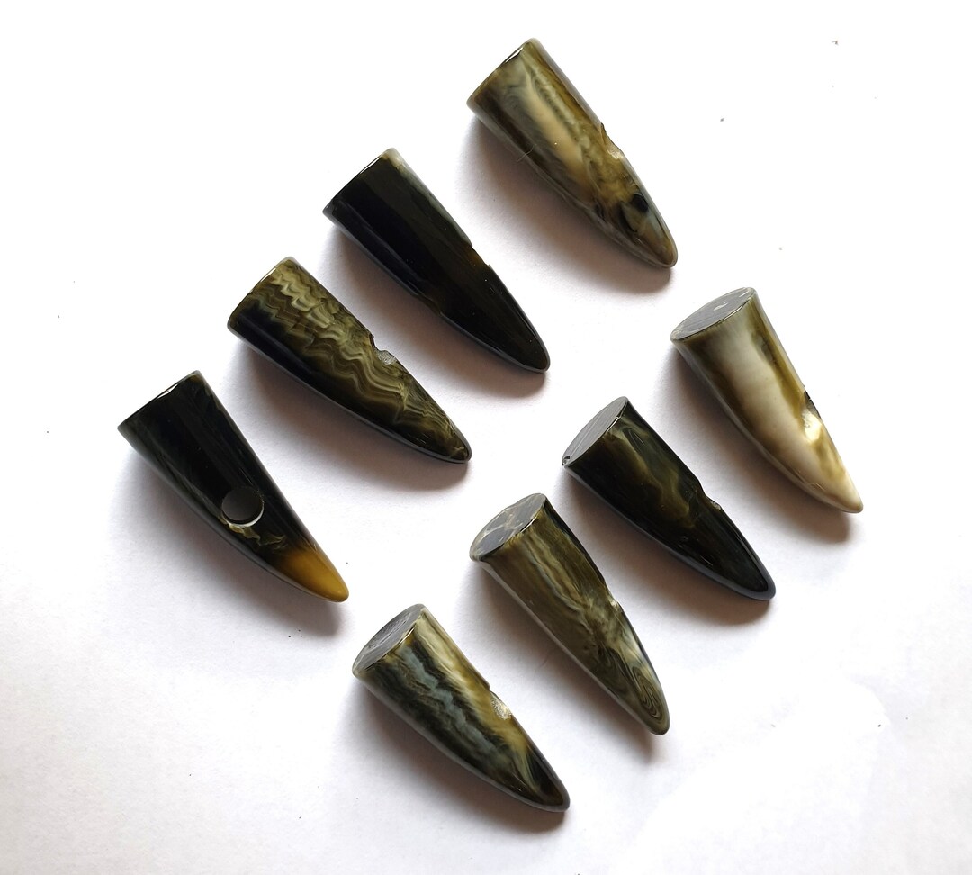 8 Faux Horn Toggle Buttons. Green and Beige. Ideal for a Duffle Coat or ...