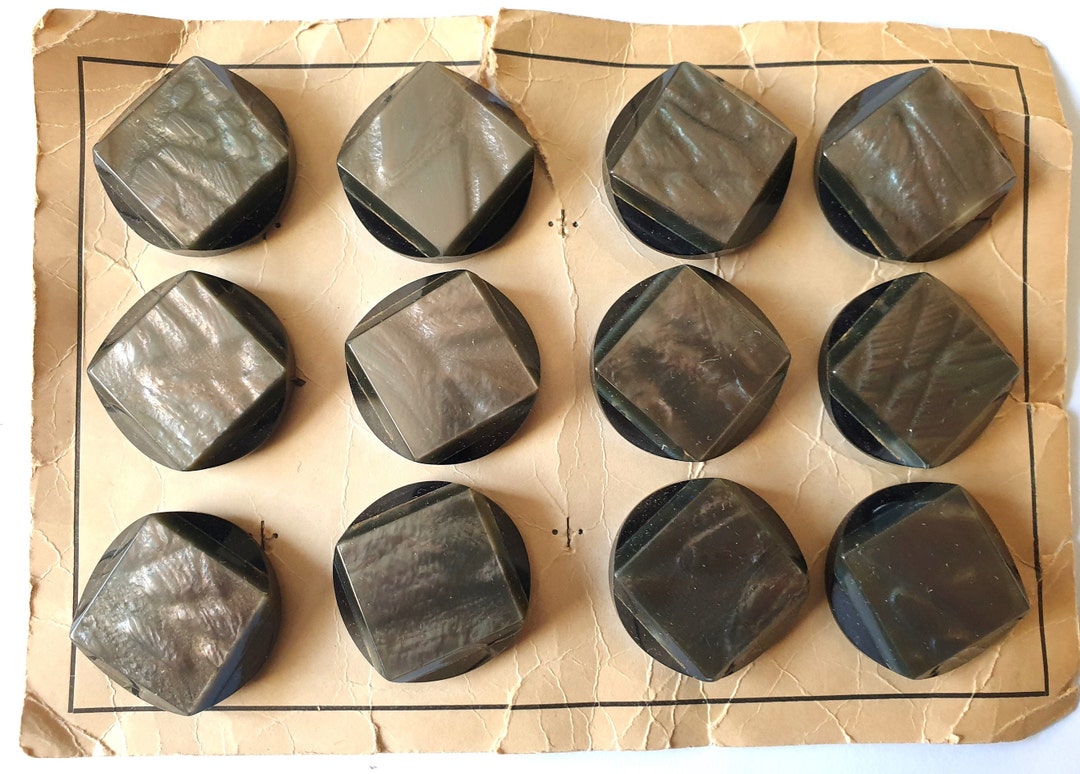 1920s Celluloid Buttons: Mother of Pearl Style, Grooved Back (set of 12 ...