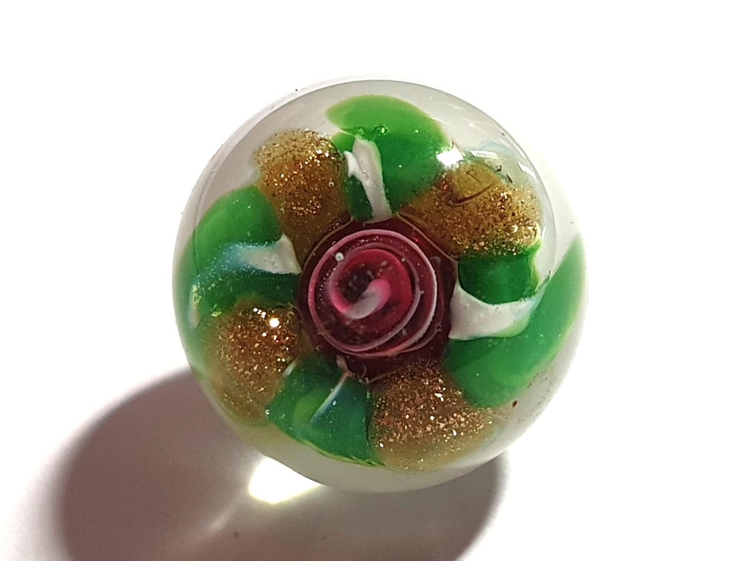 Winfield Rutter 1940s Paperweight Button. Central Red Rose. Green ...
