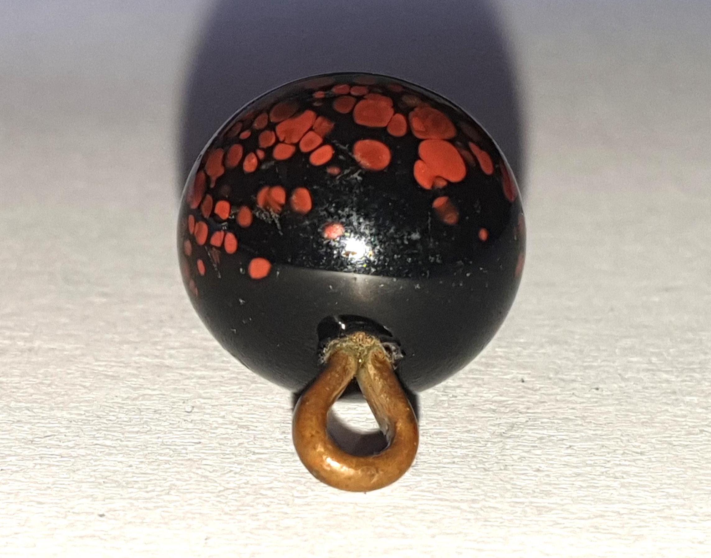 1900s Black Glass Paperweight Button Speckled With Brown Aventurine ...