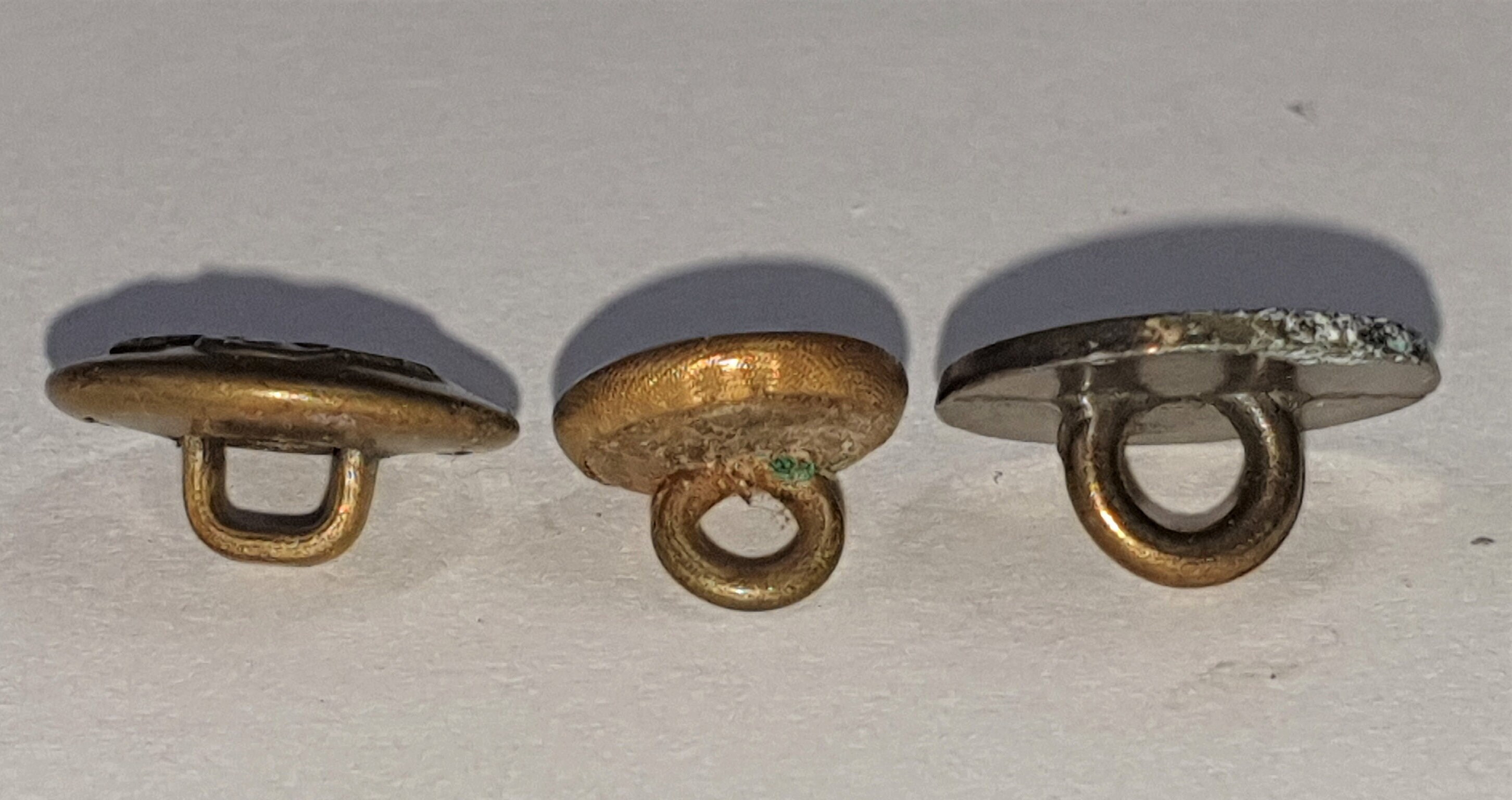 3 Assorted Small and Tiny Metal Brass Buttons Circa 1900s. From 5/16 ...