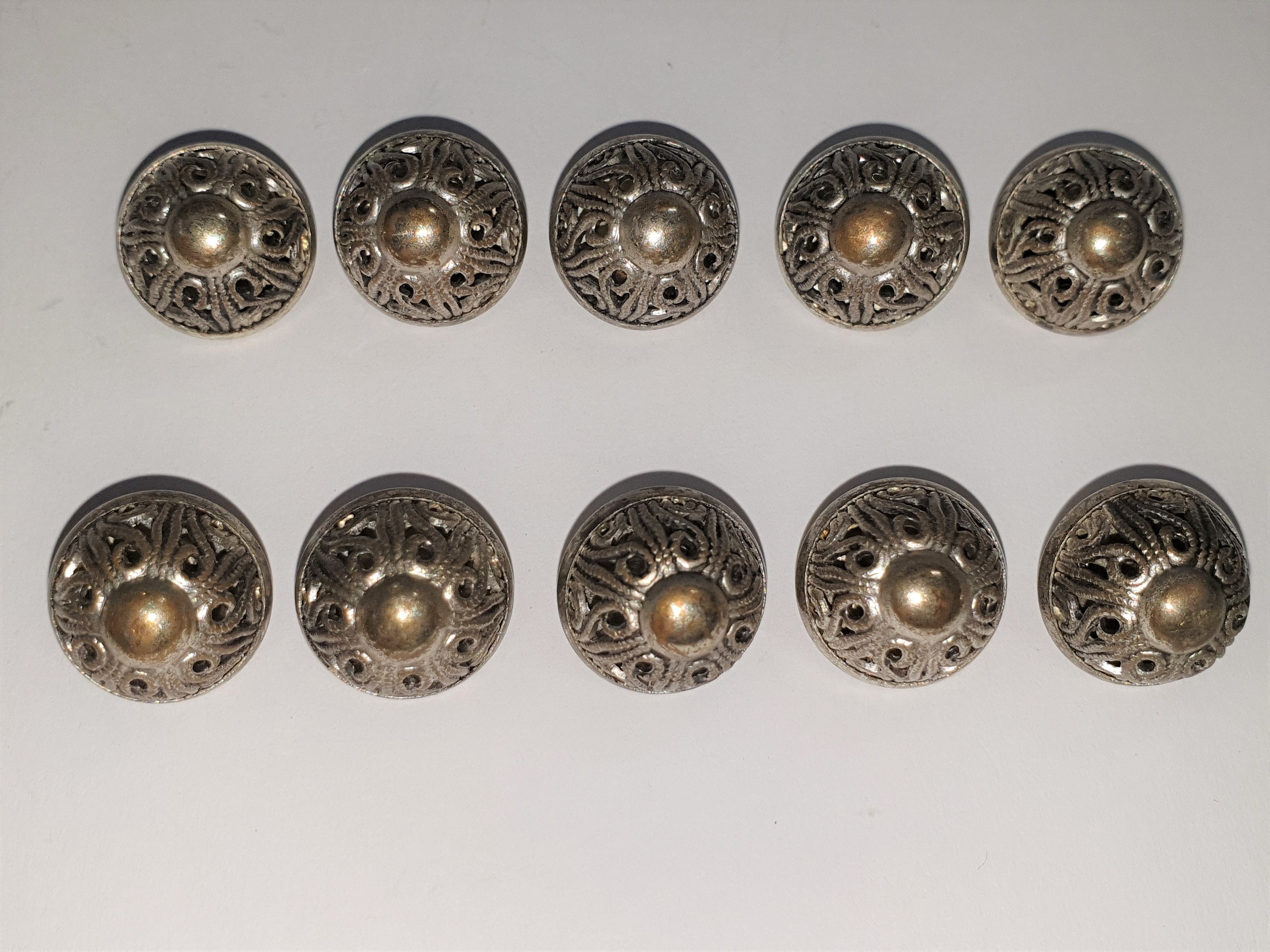10 White Metal 1800s Domed Filigree Buttons. Seamed. Long Coat - Etsy