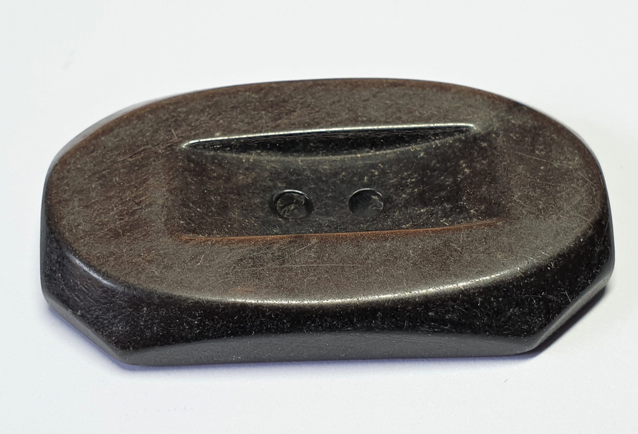 6 Brown Lozenge Shaped Celluloid Buttons With Central Rectangular Panel ...