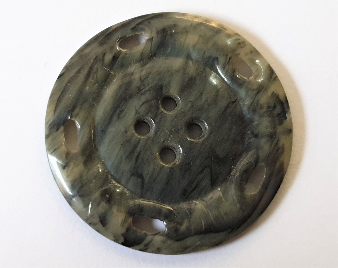 1 Art Deco Wafer Celluloid Button. Mottled Dark Green and Olive Green ...