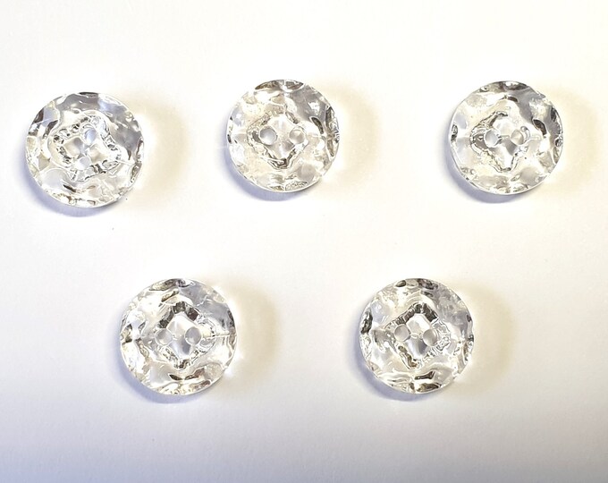Set of 5 Clear Glass Buttons Circa 1950s. Ideal for Children's ...