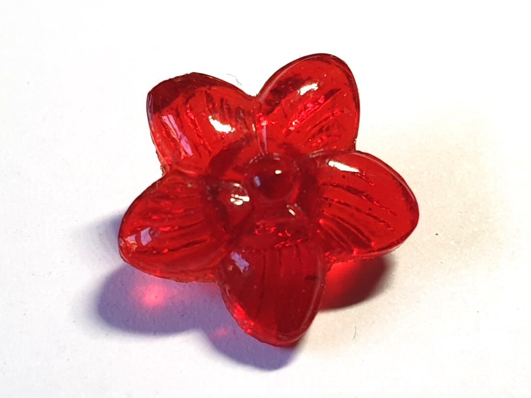Miriam Haskell Style 1920s Red Glass Daisy Button. 5 Point Star Layout. Self Shanks. 1/2 Inch or ...