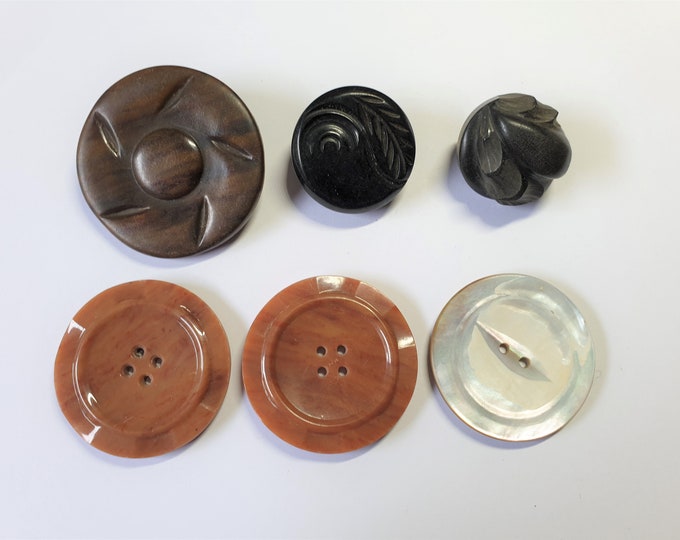 5 Art Deco Buttons Plus 1 Worn Abalone MOP Button. Different Designs ...