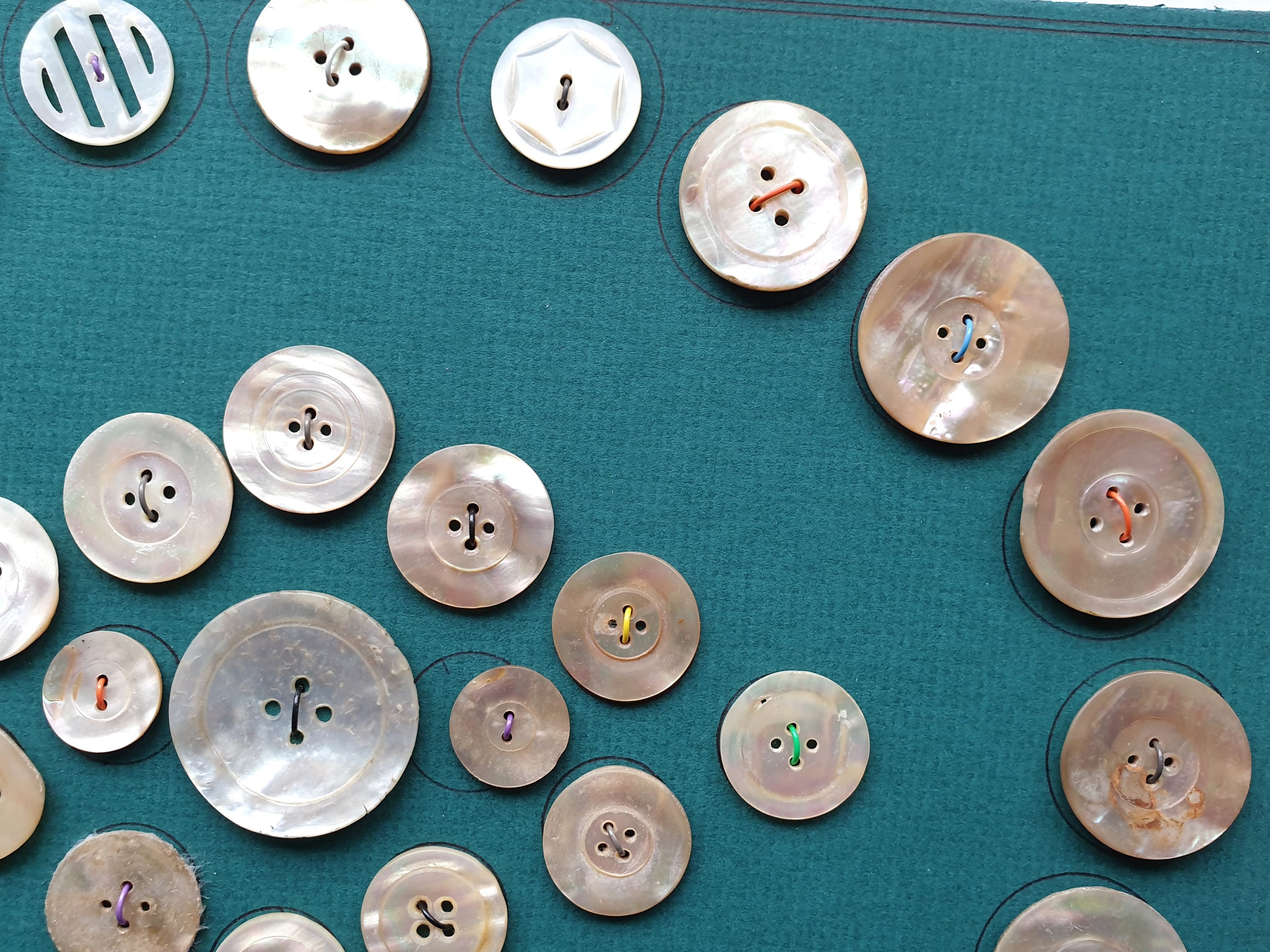 35 Mother of Pearl Buttons of Different Designs and Shapes. 2 and 4 ...