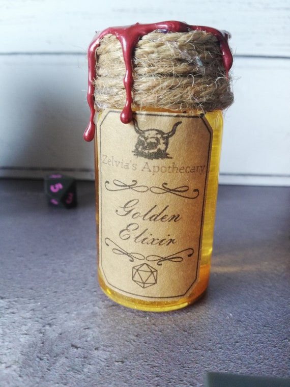 D20 Floating Dice Potion Golden Elixir Nerdy Gifts for - Etsy
