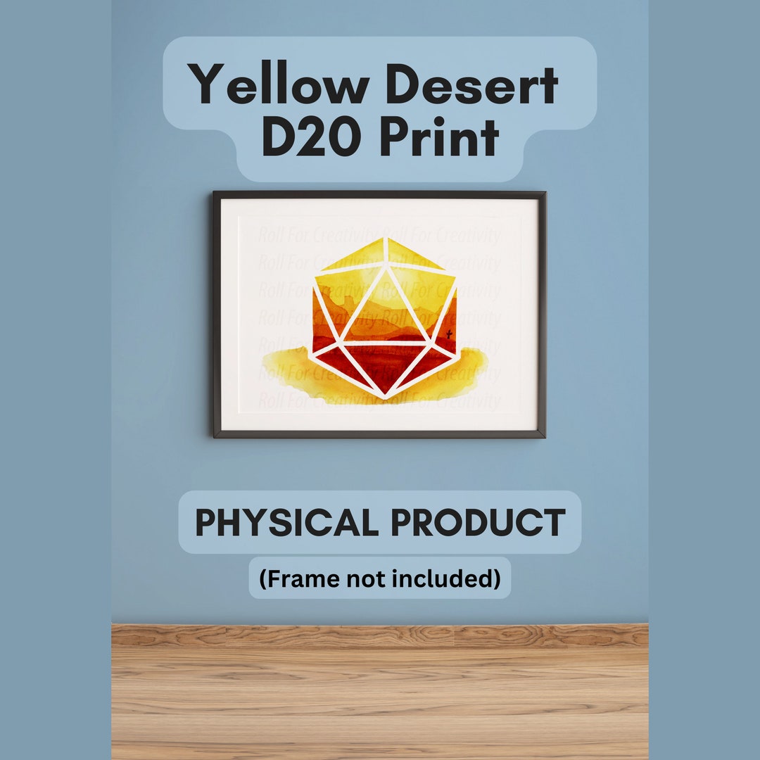Yellow Desert D20 Print for TTRPG Players A5 Yellow Desert D20 Print ...