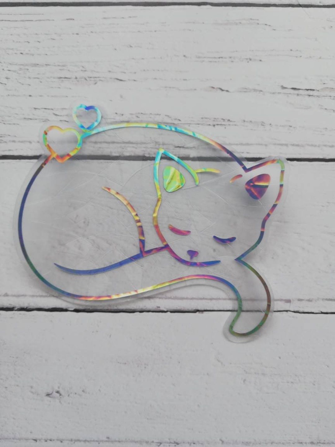 Sleeping Cat Suncatcher Sticker - Easy to Use Window Rainbow Maker ...