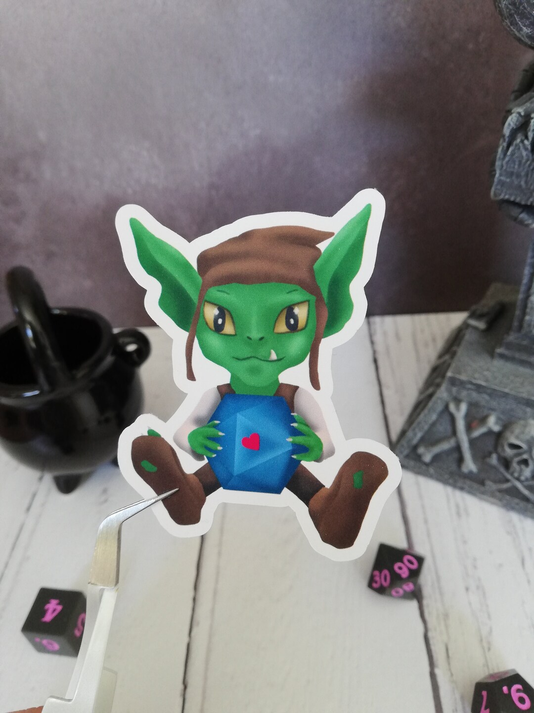 Dice Goblin Sticker - Goblin Sticker, D20 Sticker, Nerdy Heart Sticker ...
