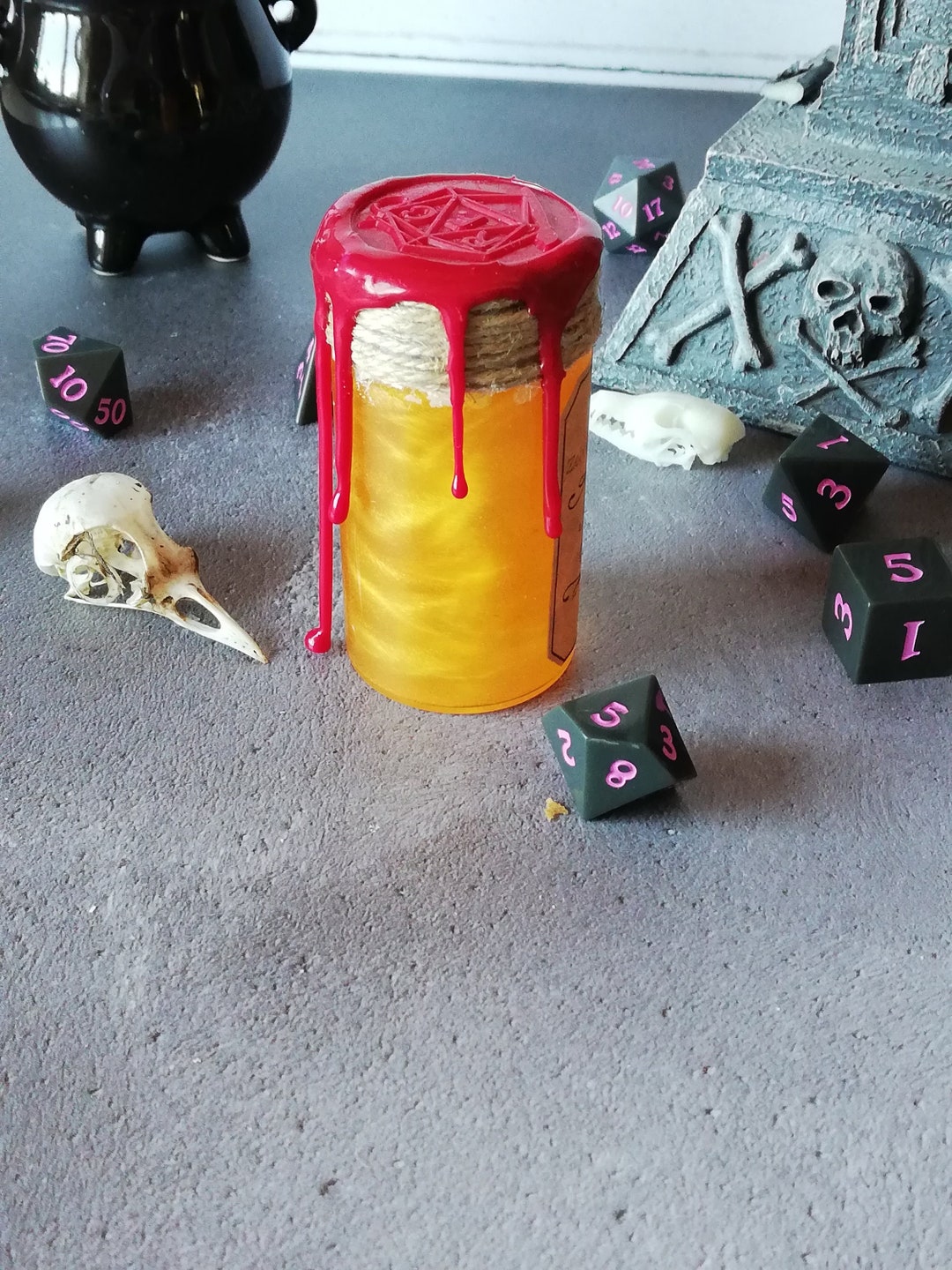 D20 Floating Dice Potion - Golden Elixir - Nerdy Gifts for TTRPG ...