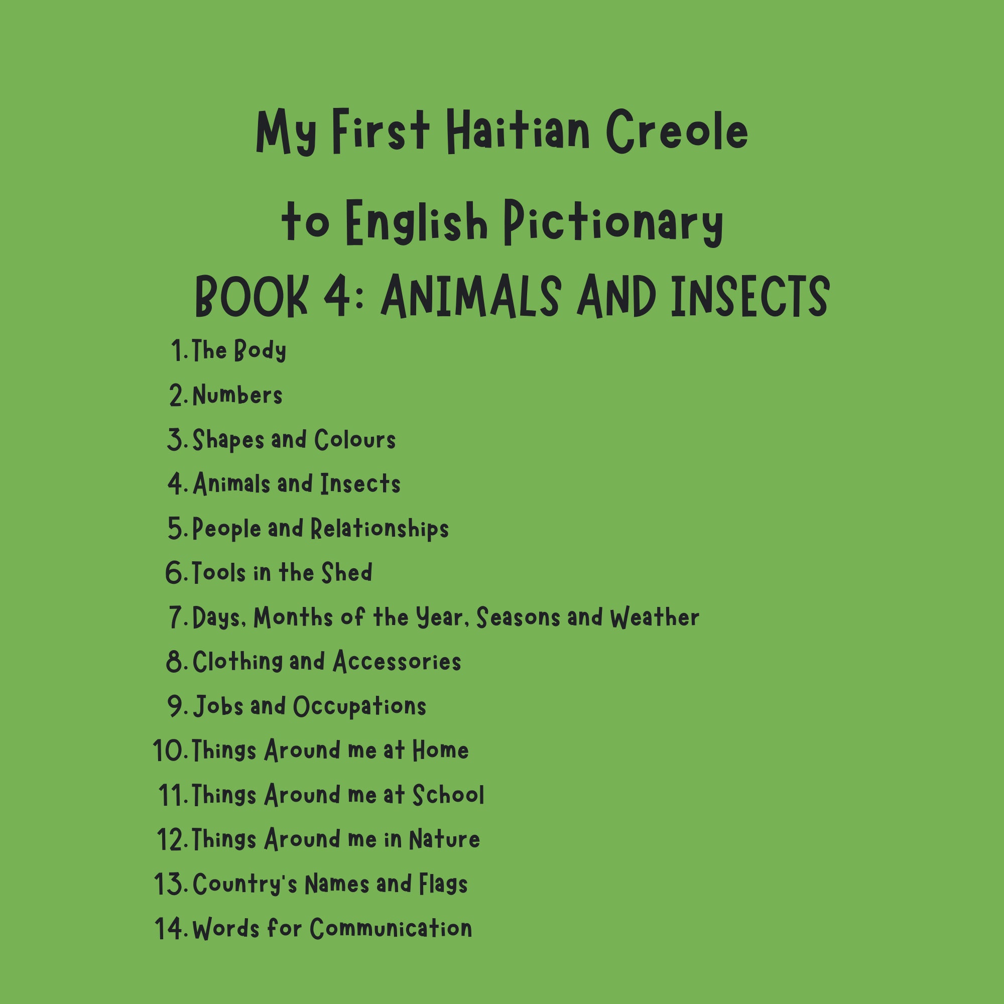 Learn Haitian Creole: Animals & Insects Pictionary English to Haitian ...