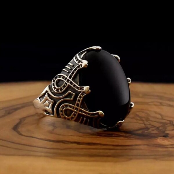 Black Agate Ring - Etsy
