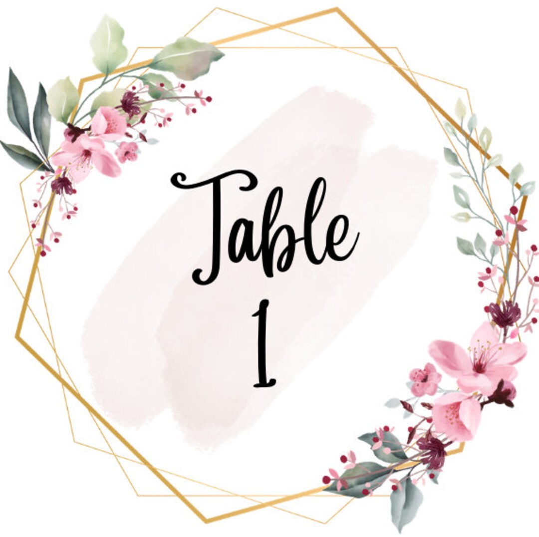 Table Numbers 1-25 Pink Floral Wedding Design - Etsy