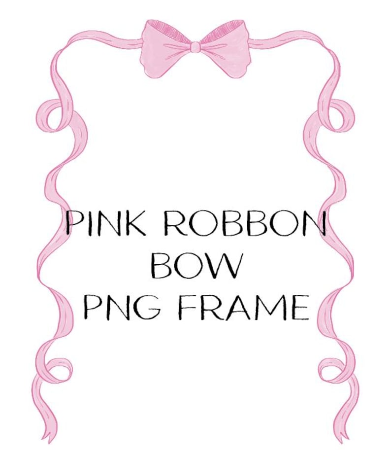 Hand Drawn Ribbon and Bow Frame PNG - Etsy