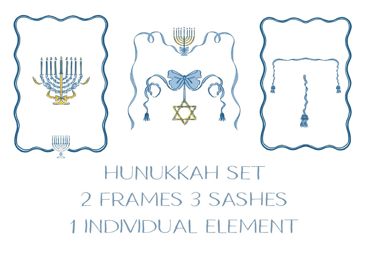 Hanukkah Set Hand Drawn Set Clip Art PNG - Etsy