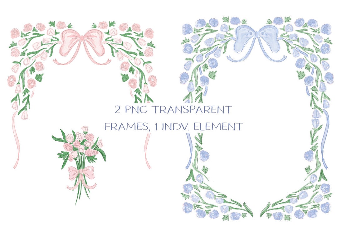 Hand Drawn Floral Frame Clip Art Set - Etsy