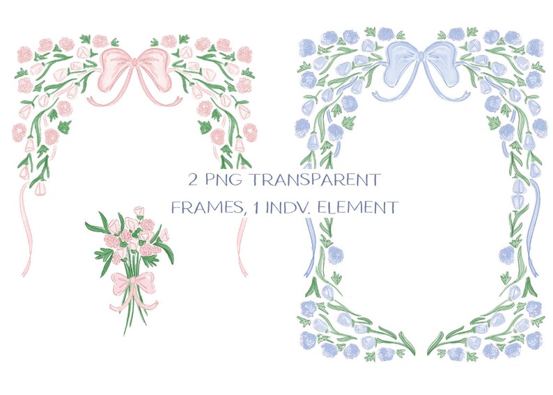 Hand Drawn Floral Frame Clip Art Set - Etsy