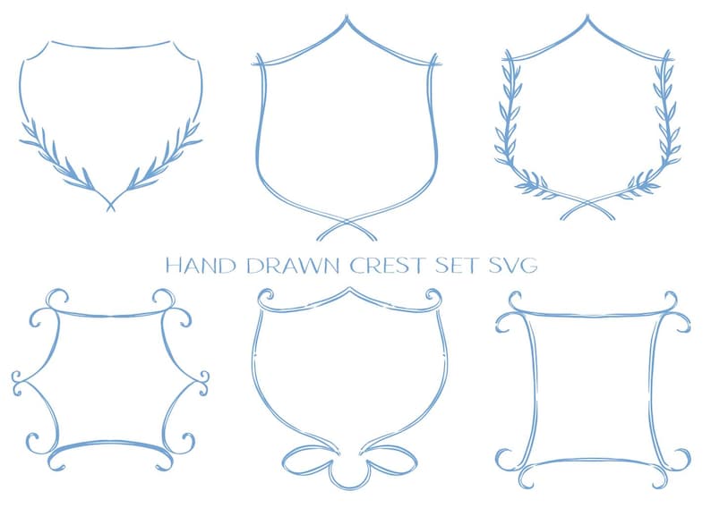Hand Drawn Crest Frame SVG Set - Etsy