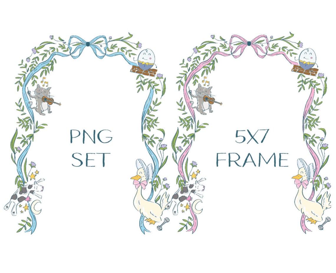Nursery Rhyme 5x7 Frames PNG Clip Art - Etsy