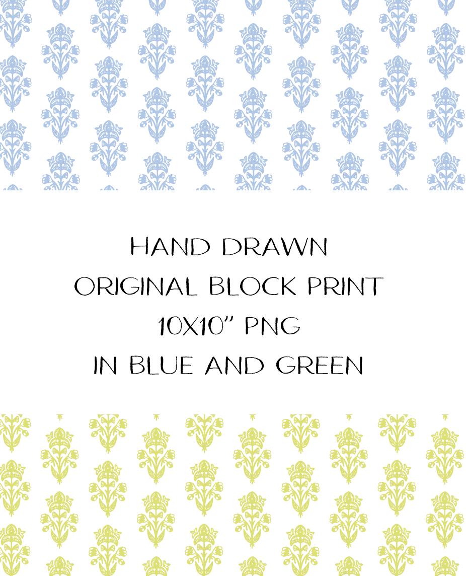 Seamless Pattern Block Print PNG Set - Etsy