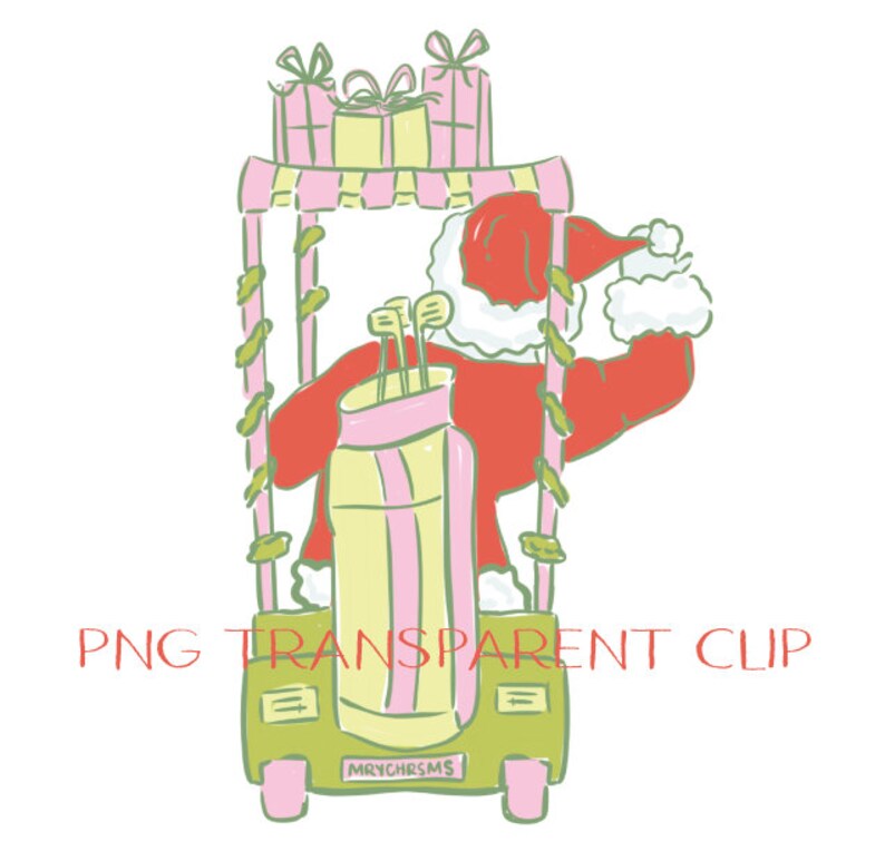 Golf Cart Santa Clip Art - Etsy
