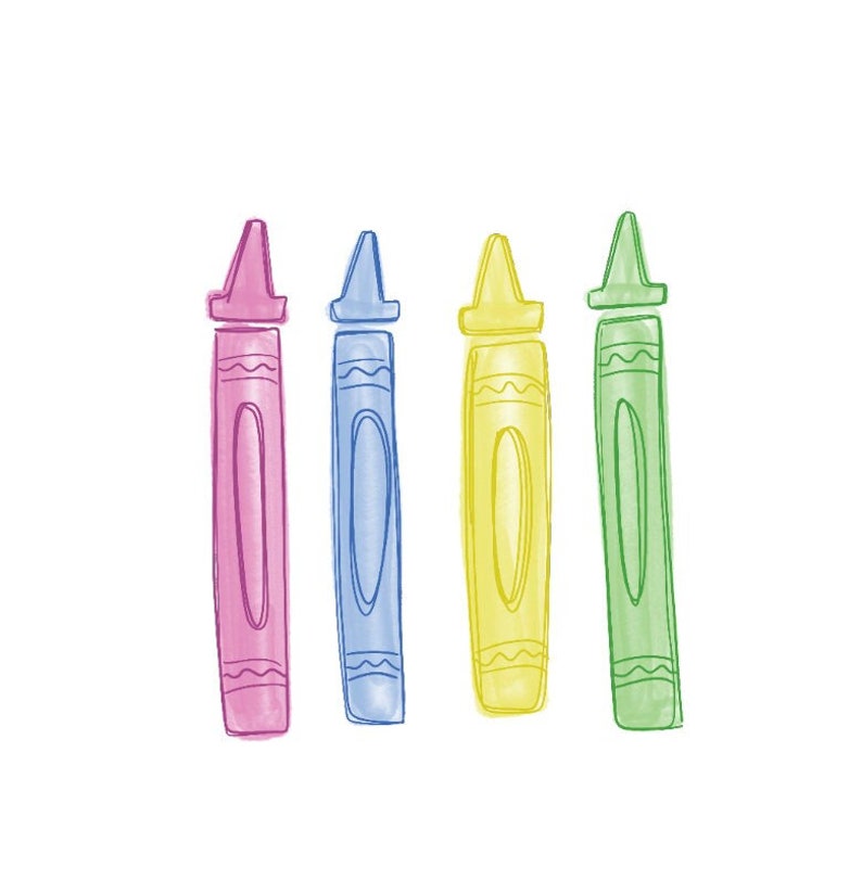 Hand Drawn Crayon Clip Art - Etsy