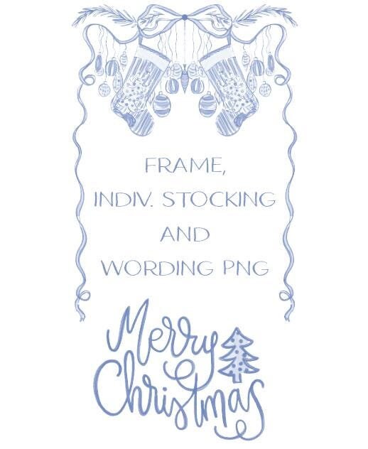 Blue and White Stocking Clip Art PNG Set - Etsy