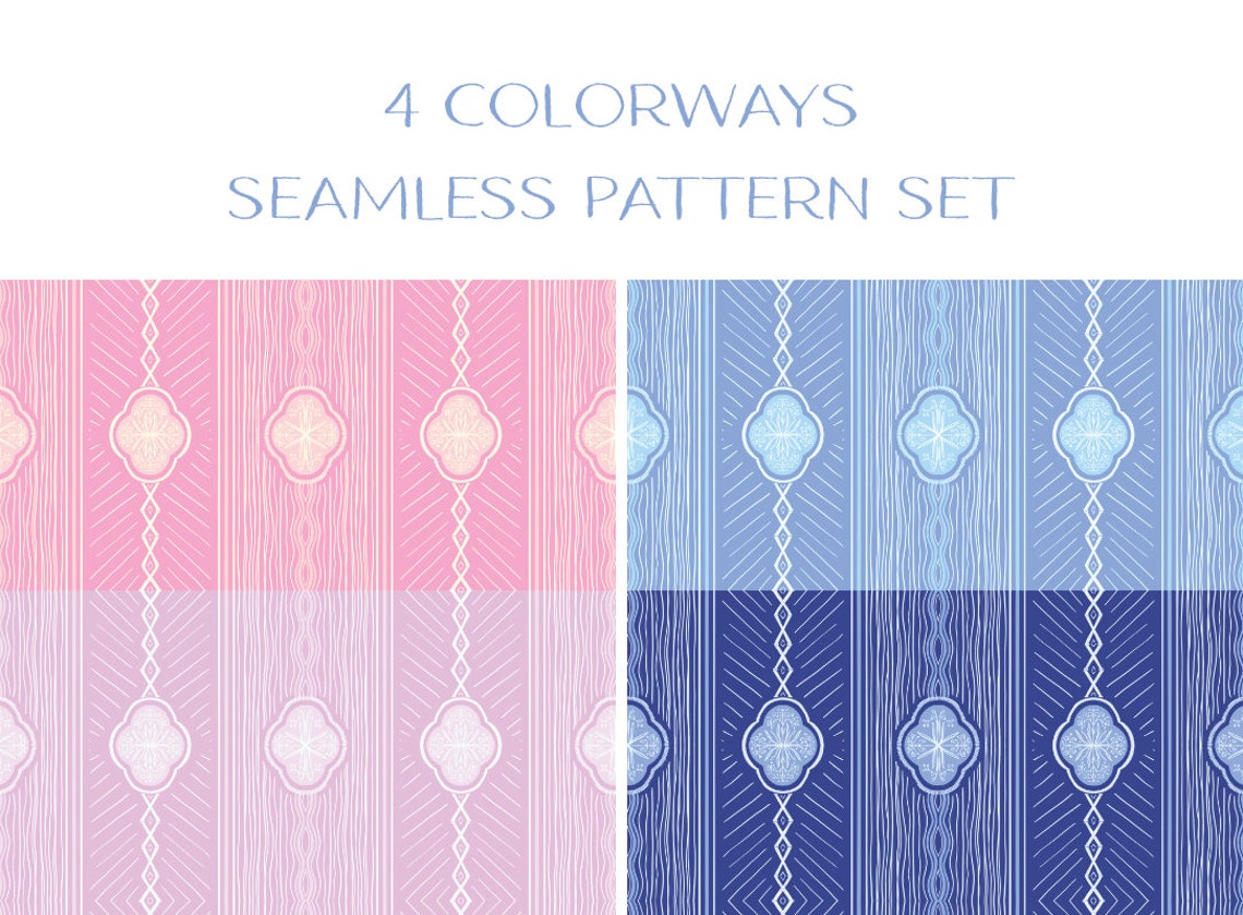 Grandmillennial Medallion Seamless Pattern Set PNG - Etsy