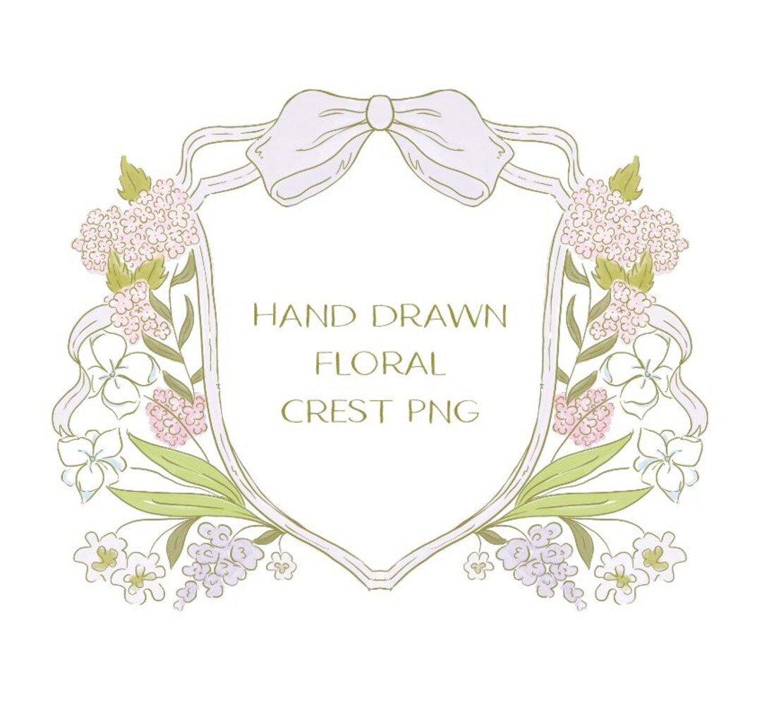 Lavender and Pink Hydrangea Floral Crest PNG - Etsy