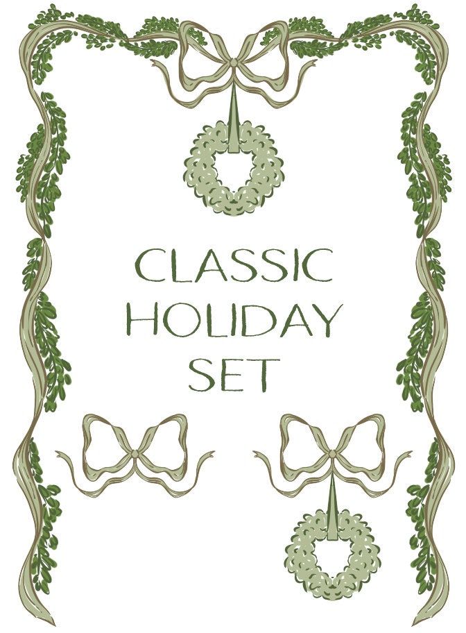 Classic Holiday Frame Set Clip Art PNG - Etsy