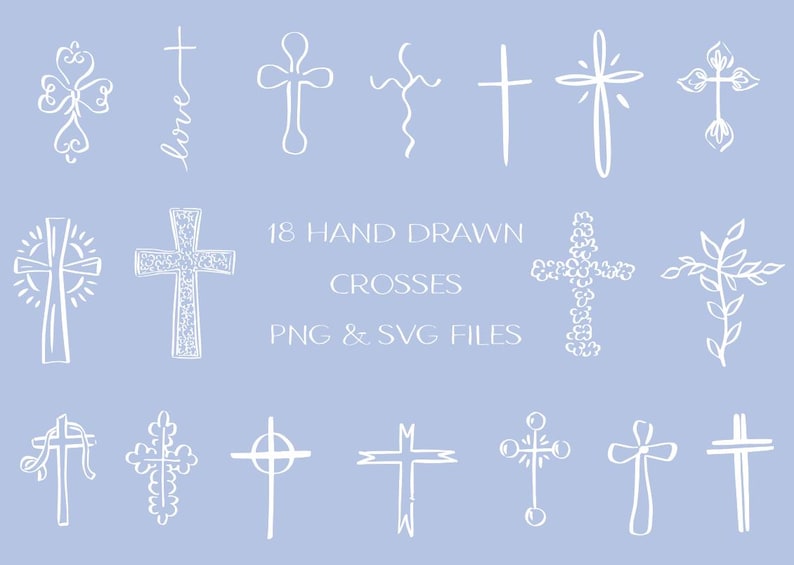 Hand Drawn Cross Set SVG & PNG Clip Art - Etsy