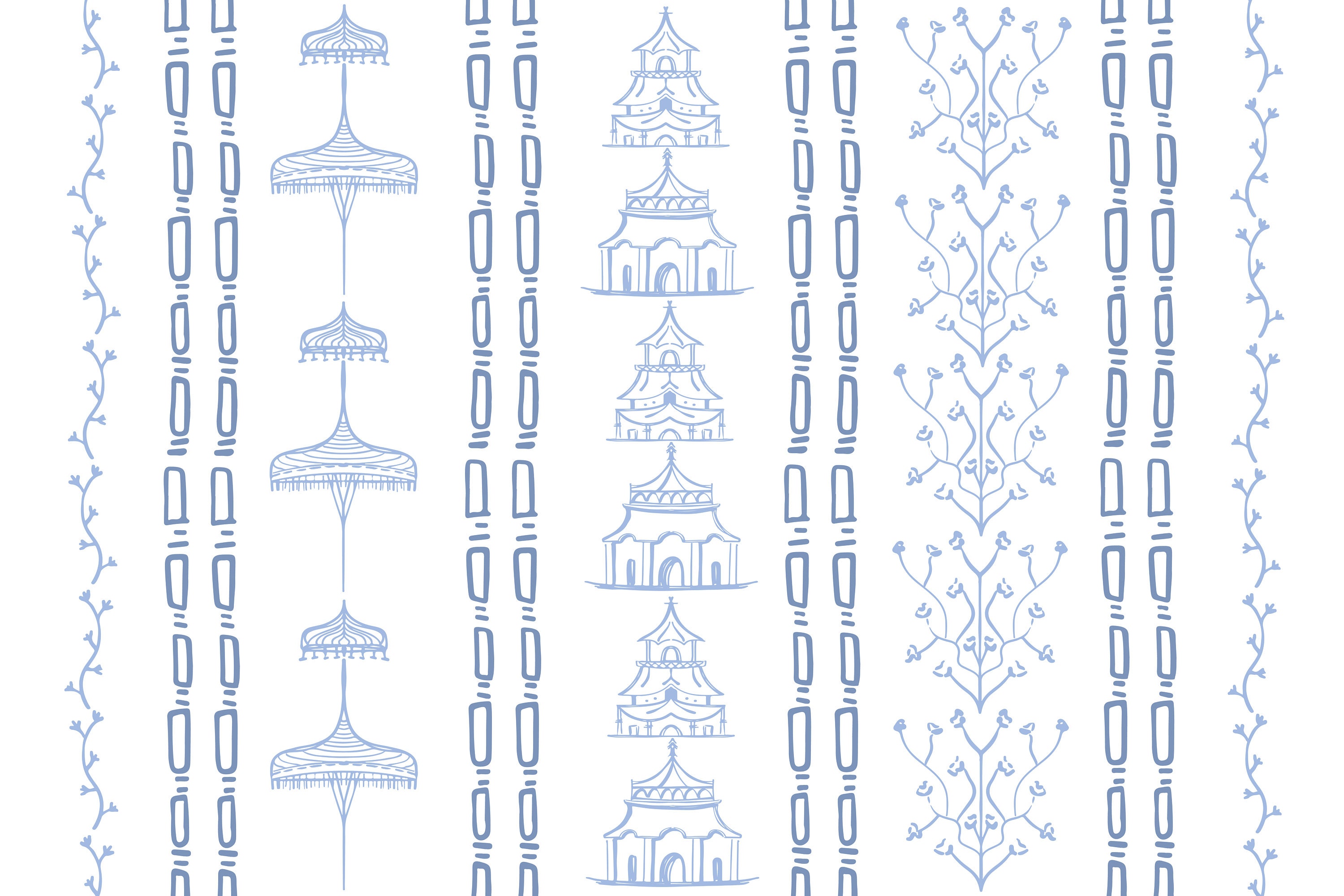Hand Drawn Pink Chinoiserie China Vector Pattern - Etsy