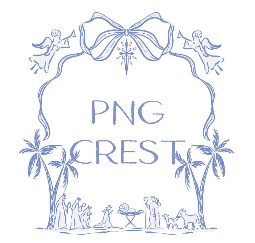 Blue and White Christmas Nativity Crest PNG - Etsy